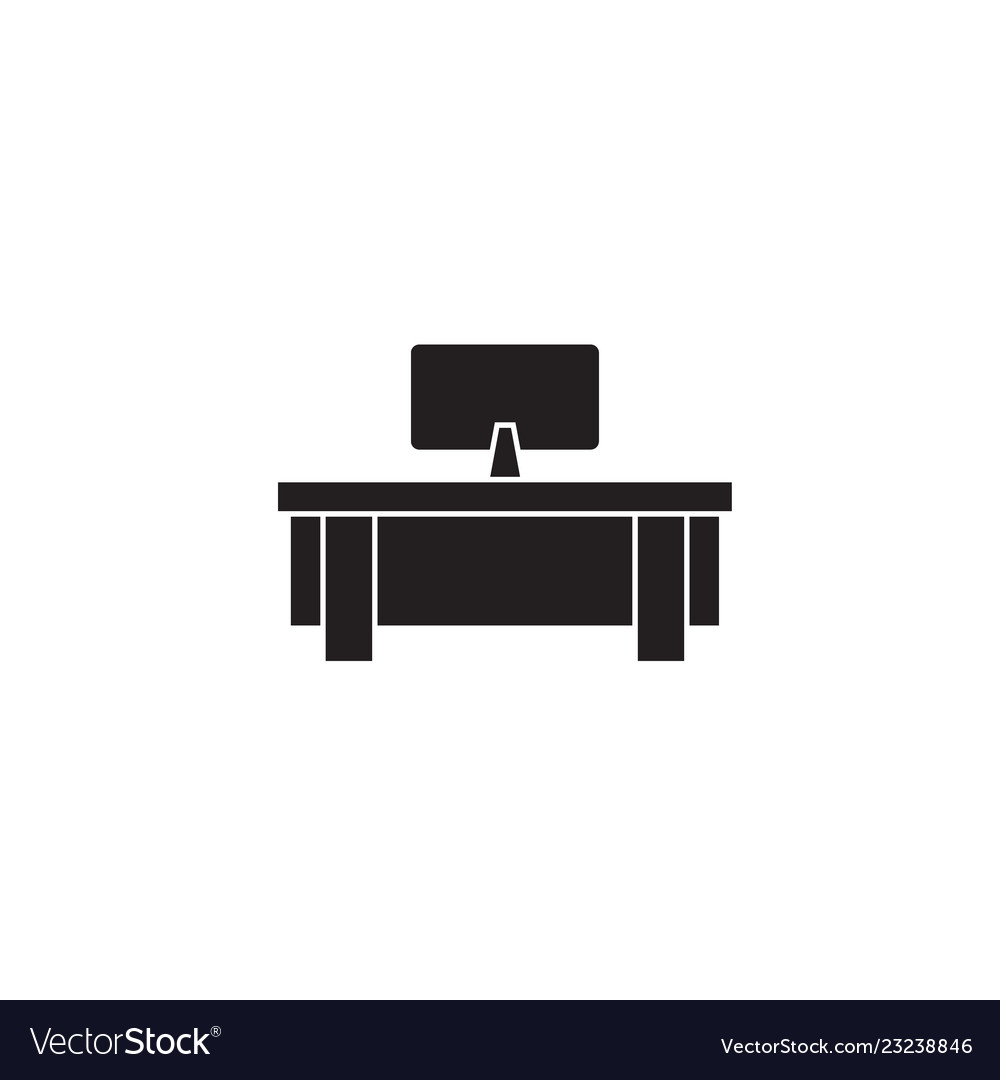 Computer table black concept icon Royalty Free Vector Image