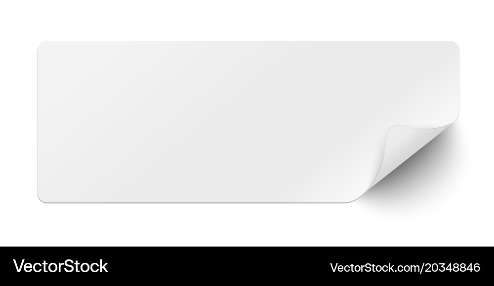 Oblong white sticky paper with curled corner Vector Image