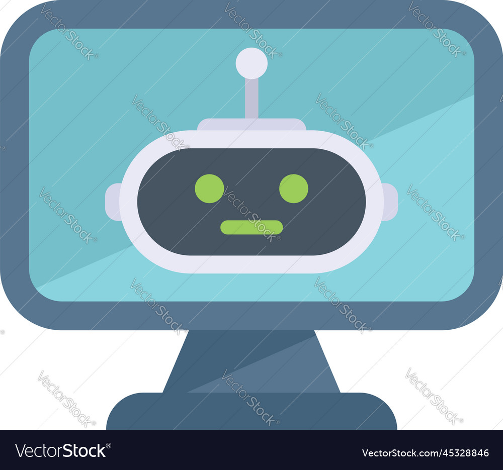 Online bot icon flat office service Royalty Free Vector Online bot icon flat office service Royalty Free Vector