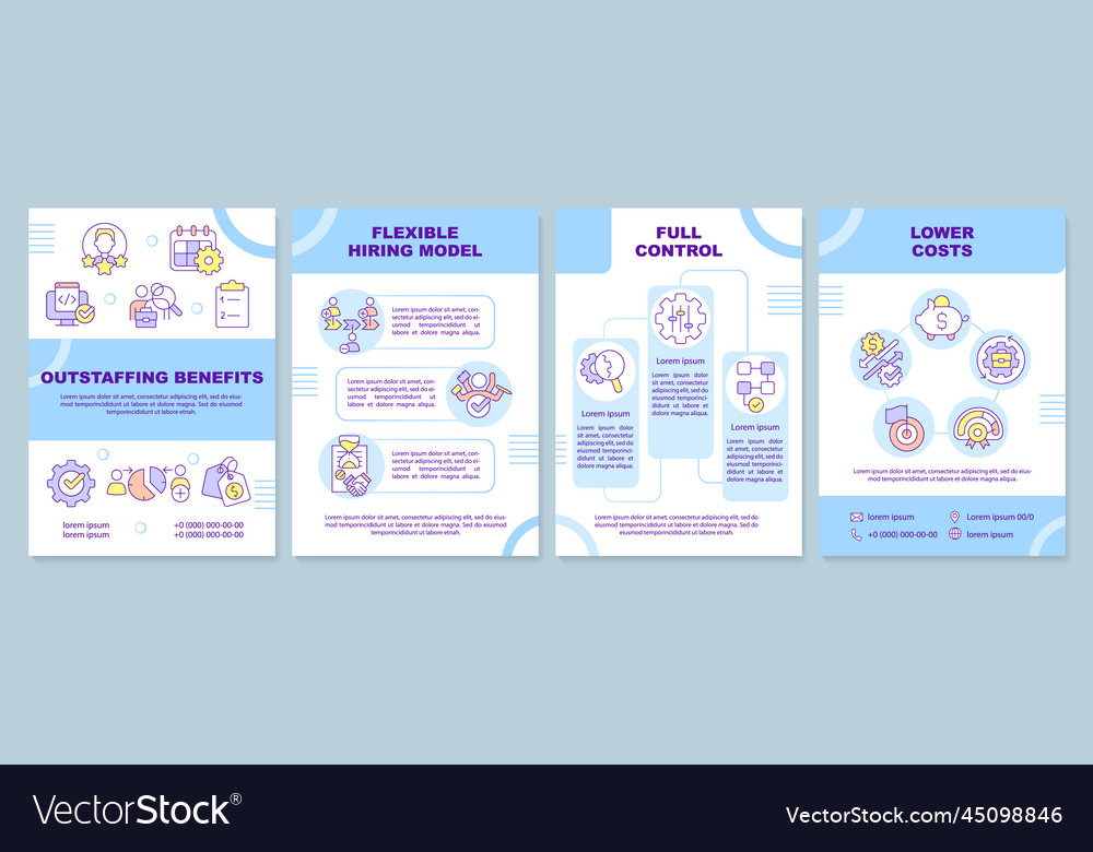 Outstaffing benefits blue brochure template Vector Image Outstaffing benefits blue brochure template Vector Image