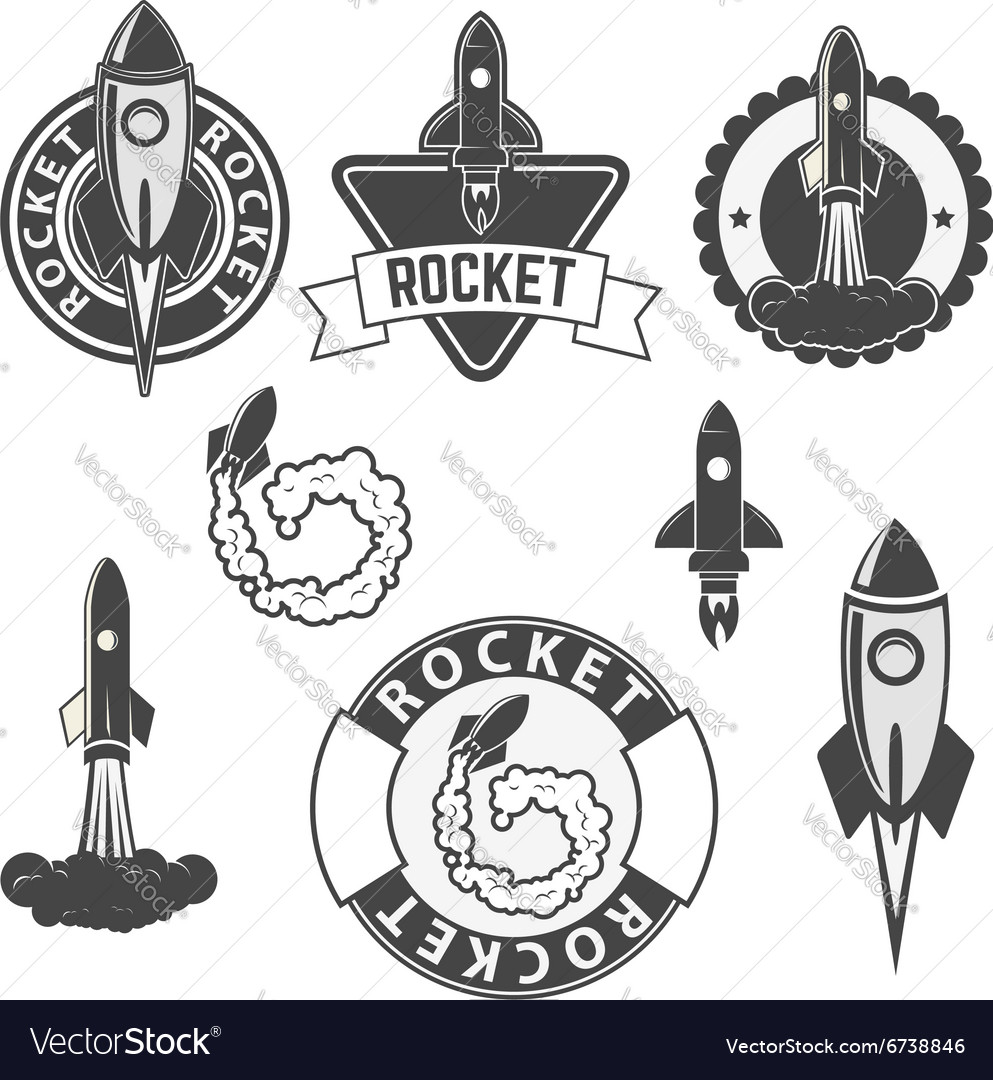 Rocket labels Royalty Free Vector Image - VectorStock
