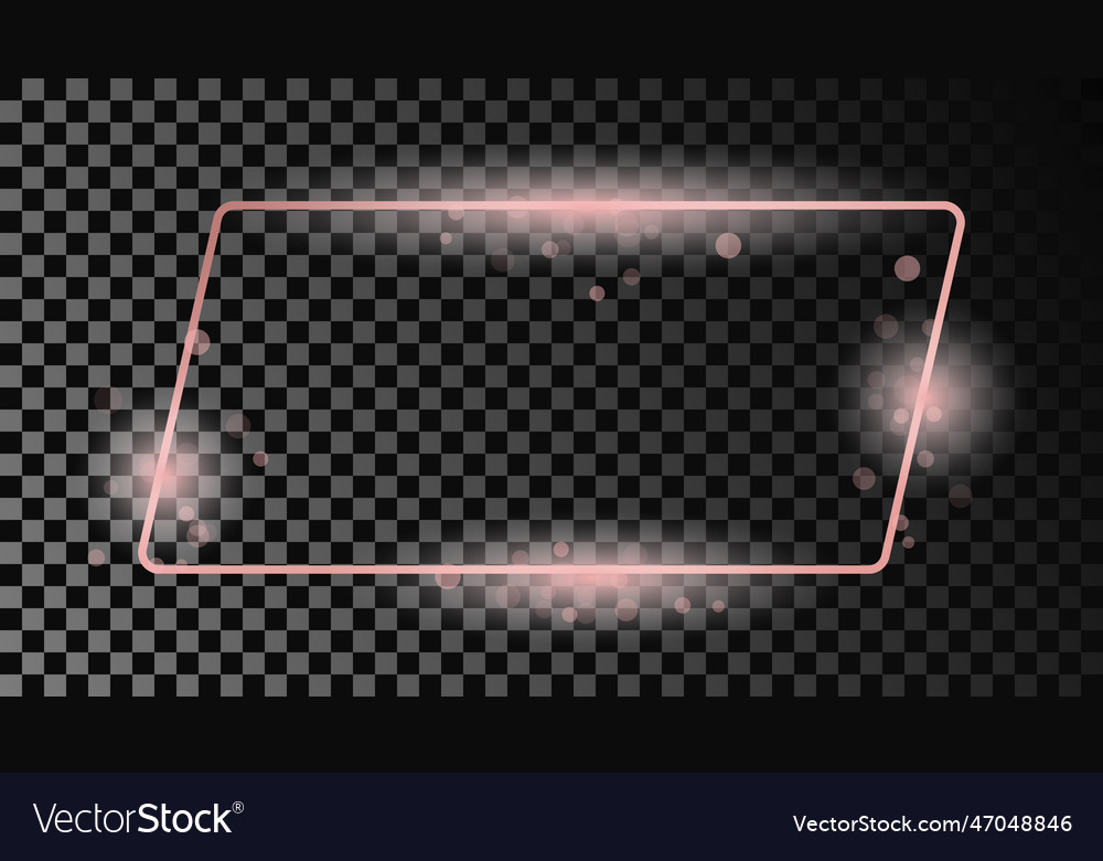 Rose gold glowing rounded rectangular shape frame Vector Image