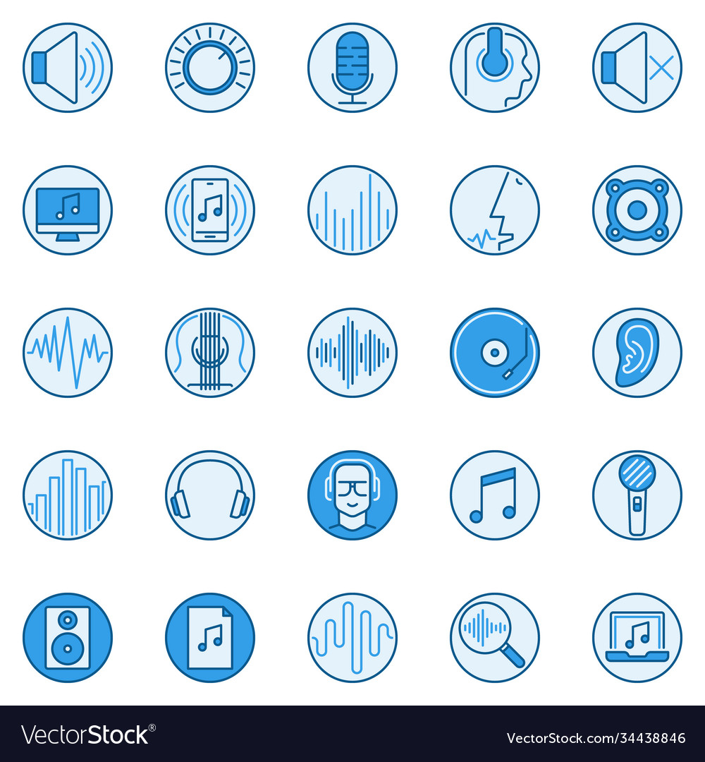 Sound creative round icons music and audio Vector Image