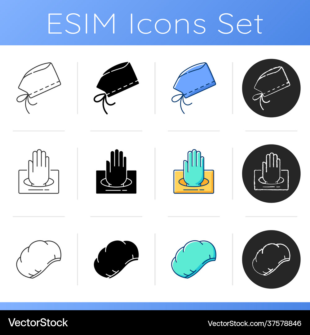 Surgical sterile uniform icons set Royalty Free Vector Image