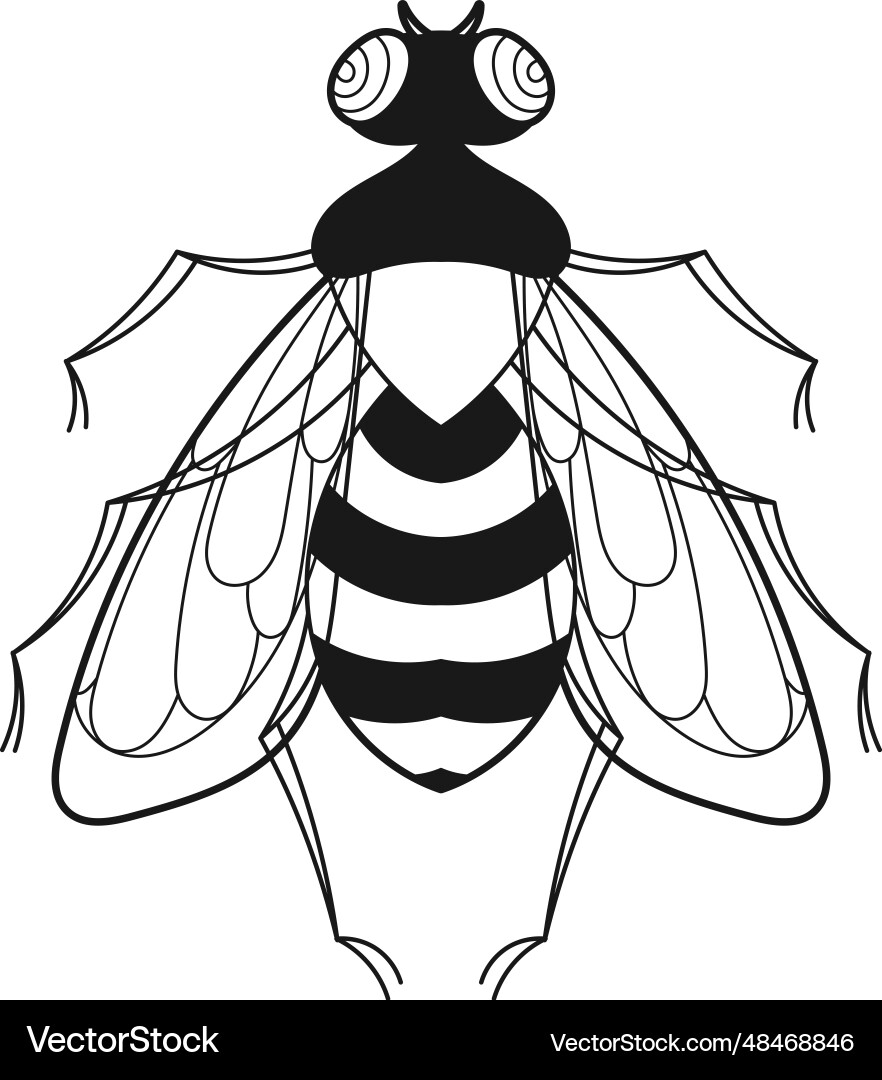 Wasp icon stinging wild insect ink drawing Vector Image
