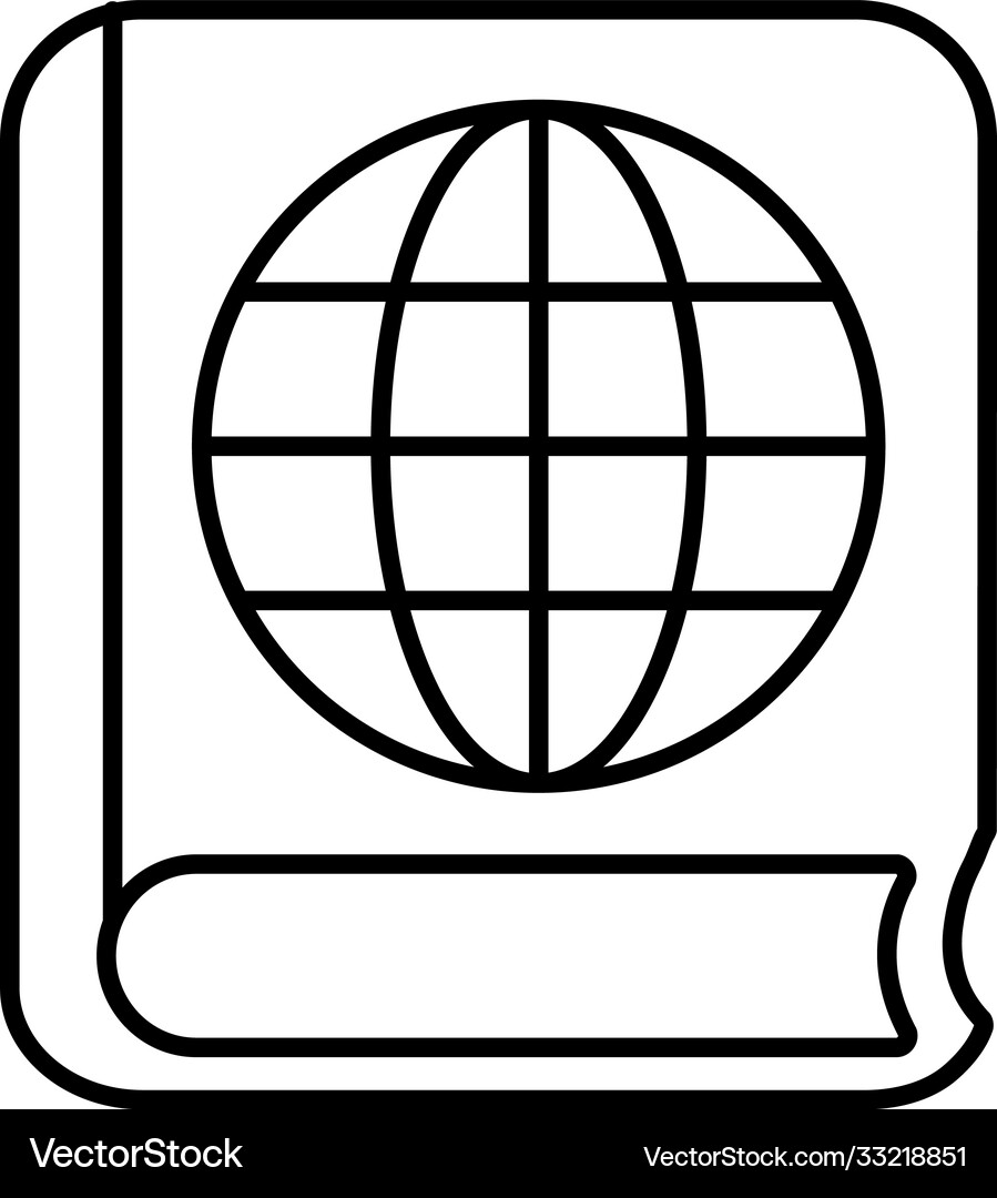 Book with global sphere icon line style Royalty Free Vector