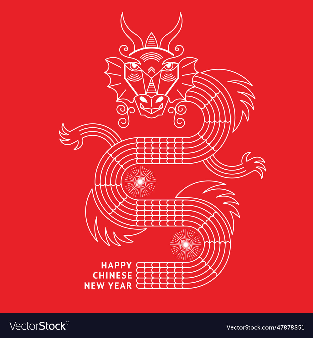 Chinese happy new year dragon in geometric style Vector Image