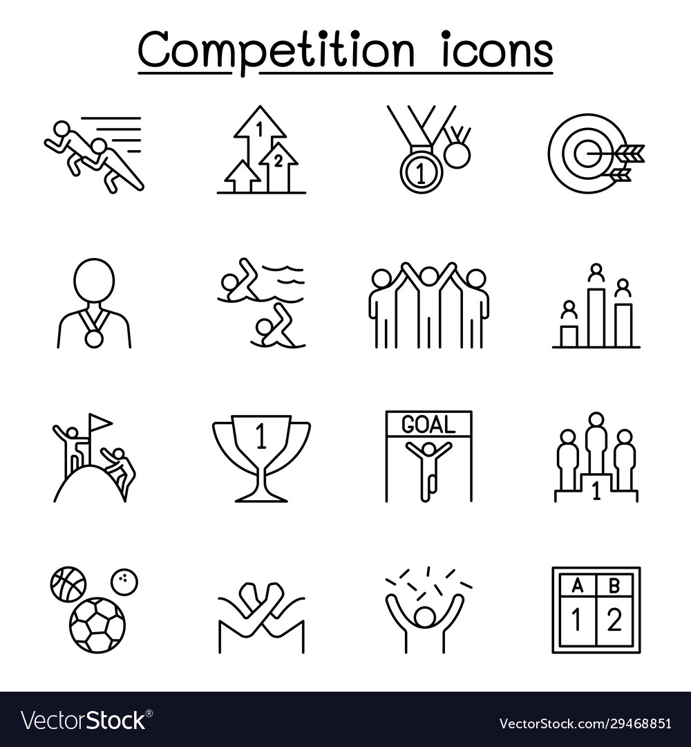 Competition contest tournament icons set in thin Vector Image