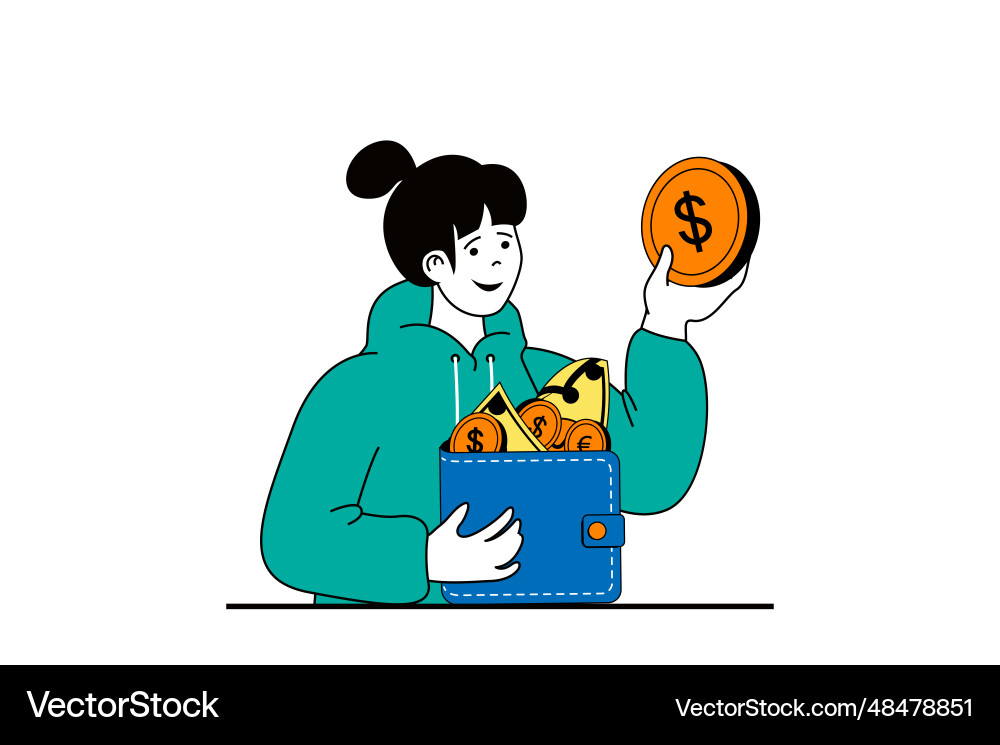 Finance concept with people scene in flat web Vector Image