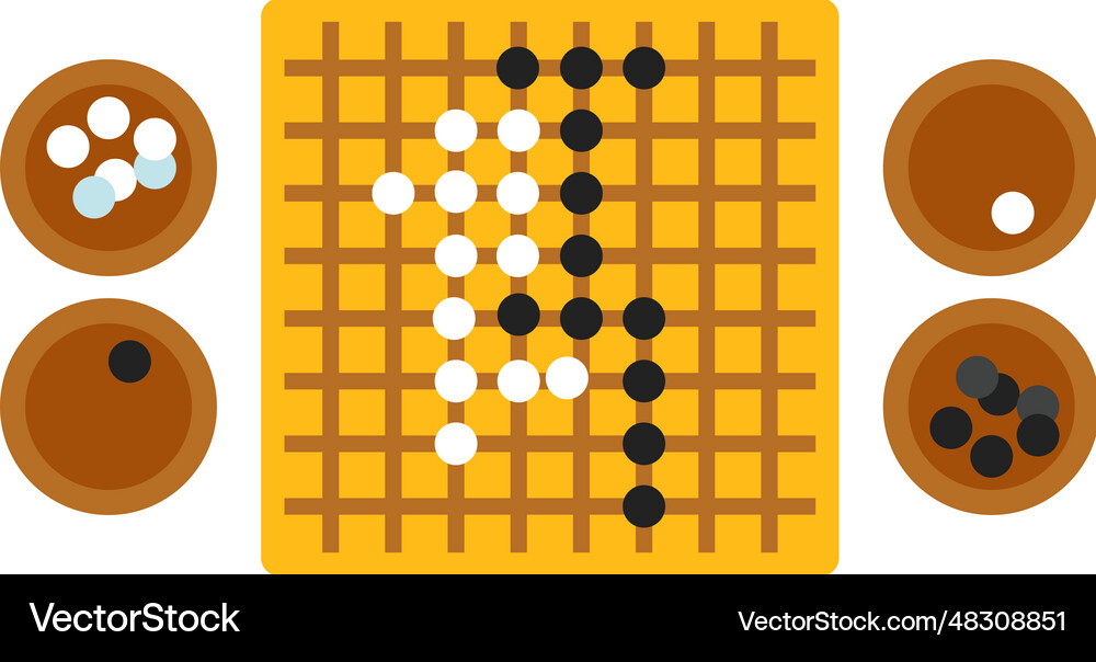 Go game board with stones icon Royalty Free Vector Image