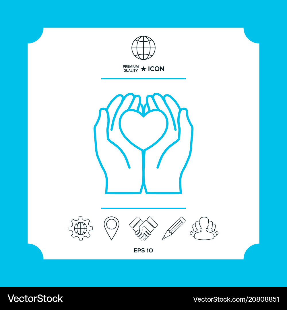 Hands holding heart - protection icon Royalty Free Vector