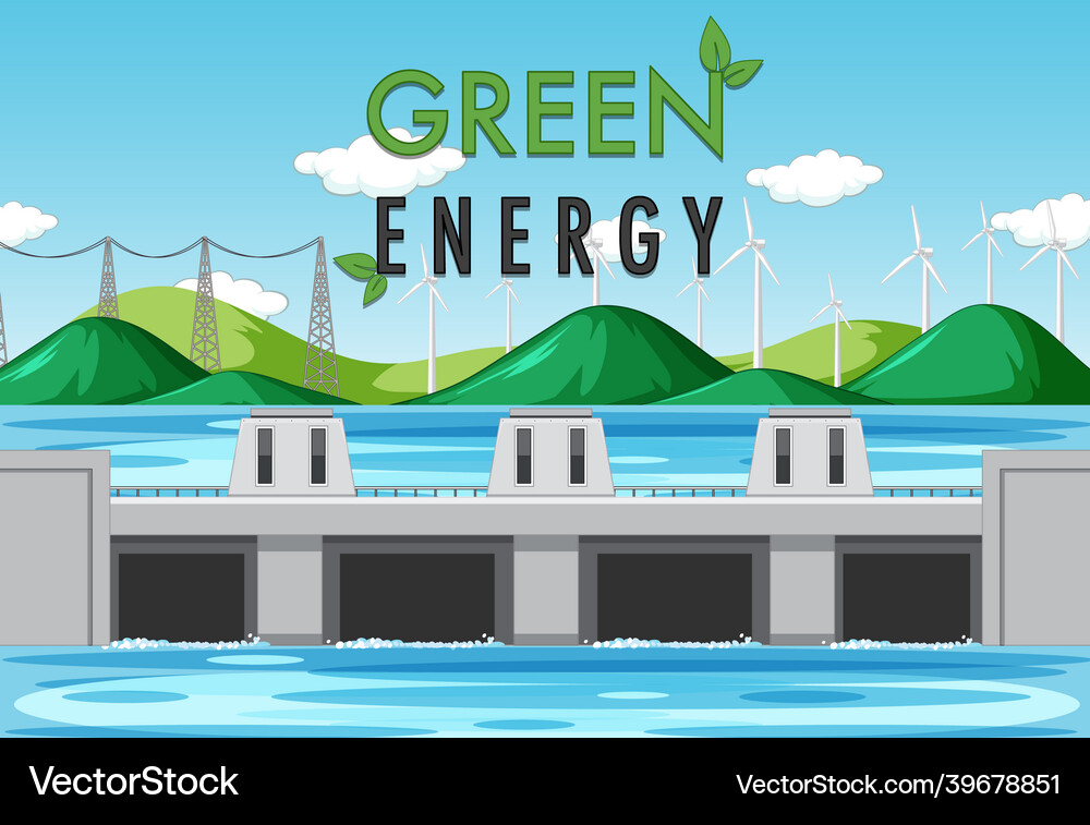 Hydro power plants generate electricity Royalty Free Vector