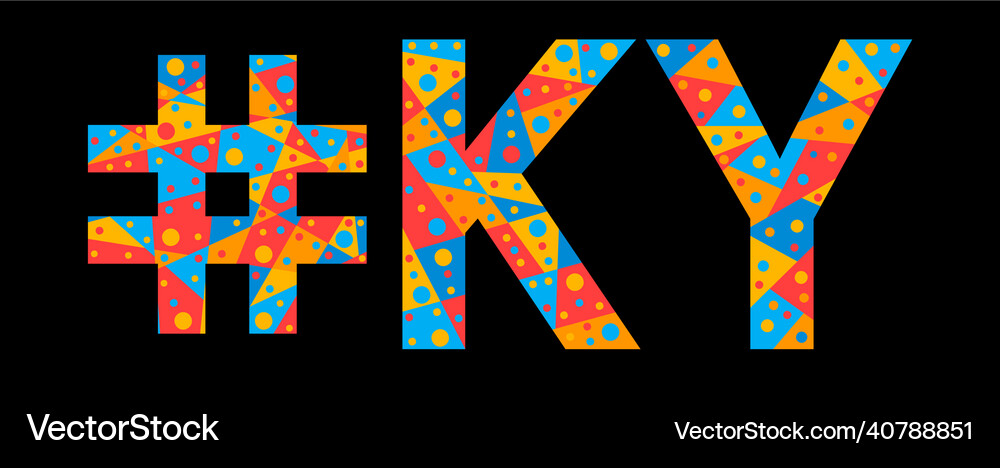 Ky hashtag mosaic isolated text letters from Vector Image