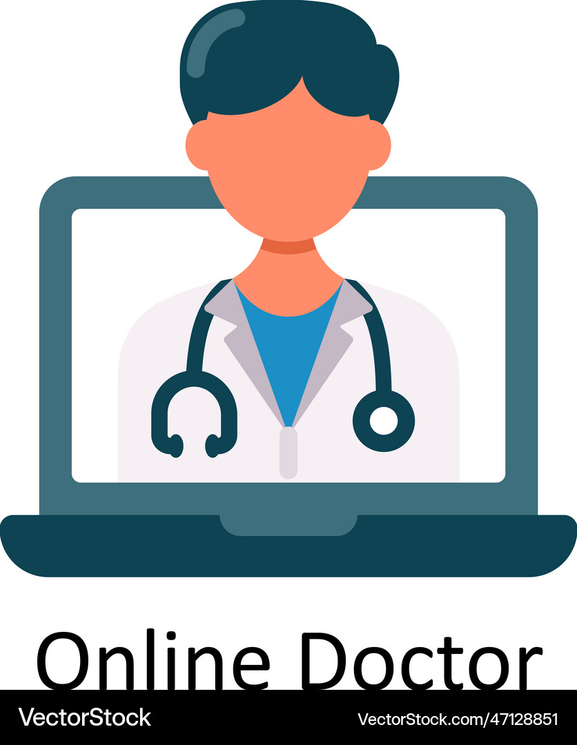Online doctor flat icon design Royalty Free Vector Image