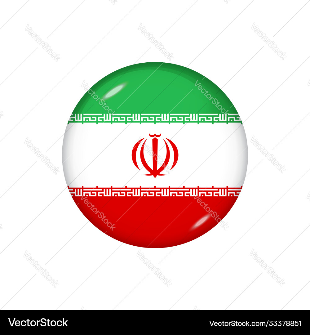 Round flag iran button icon glossy badge Vector Image