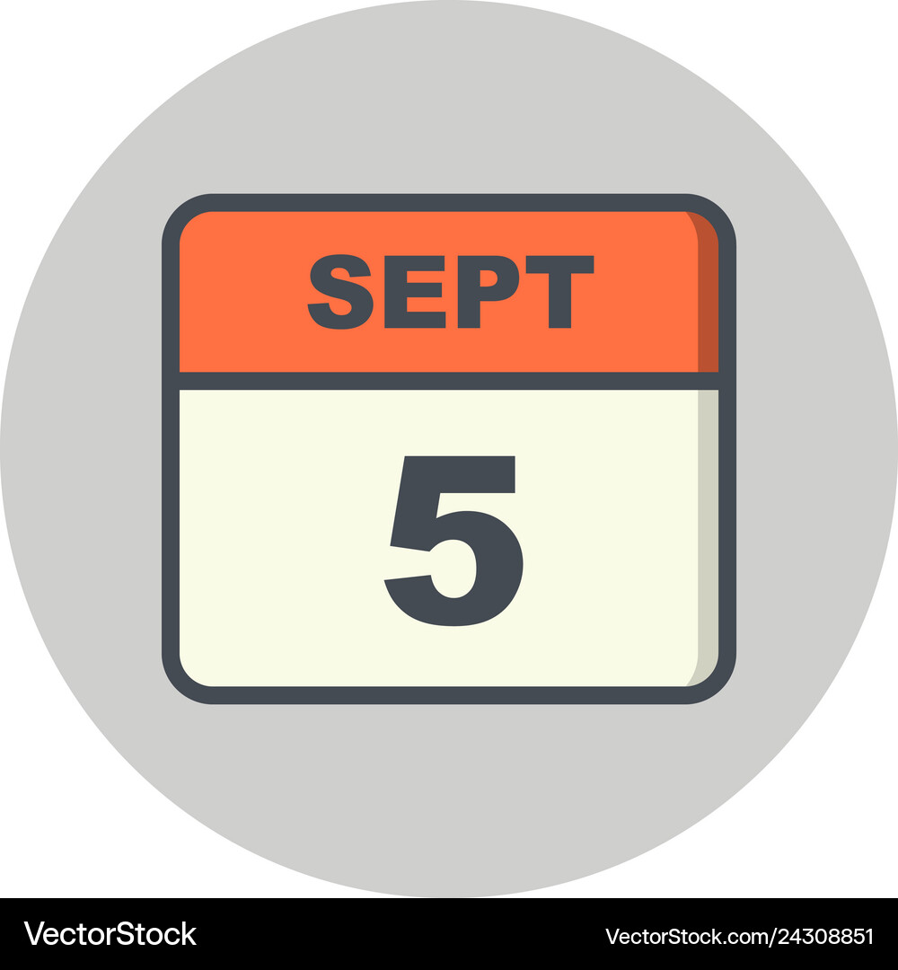 September 5th date on a single day calendar Vector Image