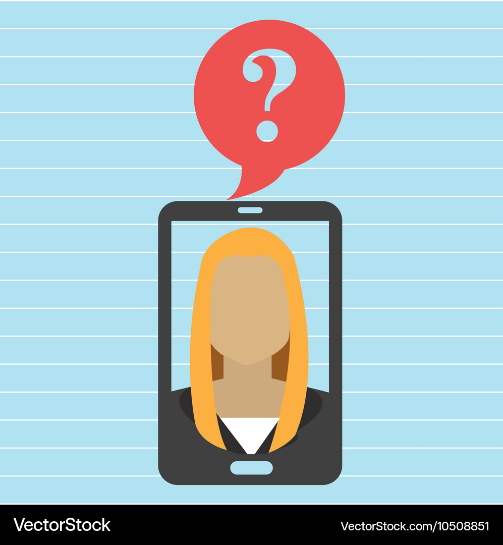 Smartphone woman question Royalty Free Vector Image