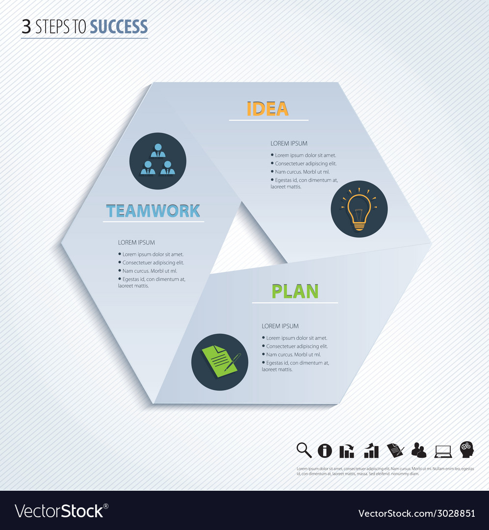 Three steps to success design element Royalty Free Vector