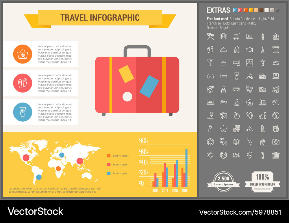 Travel flat design infographic template Royalty Free Vector
