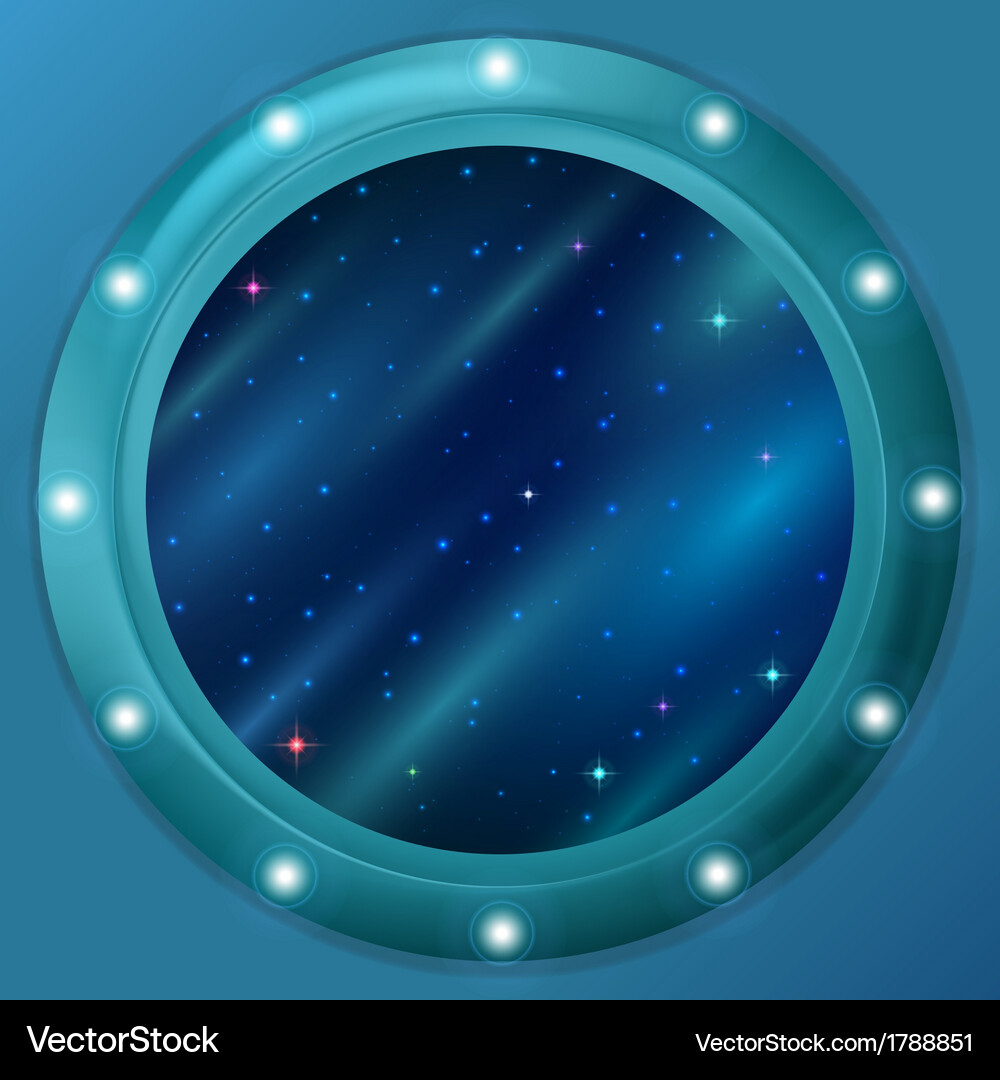 Window with stars and nebulas Royalty Free Vector Image