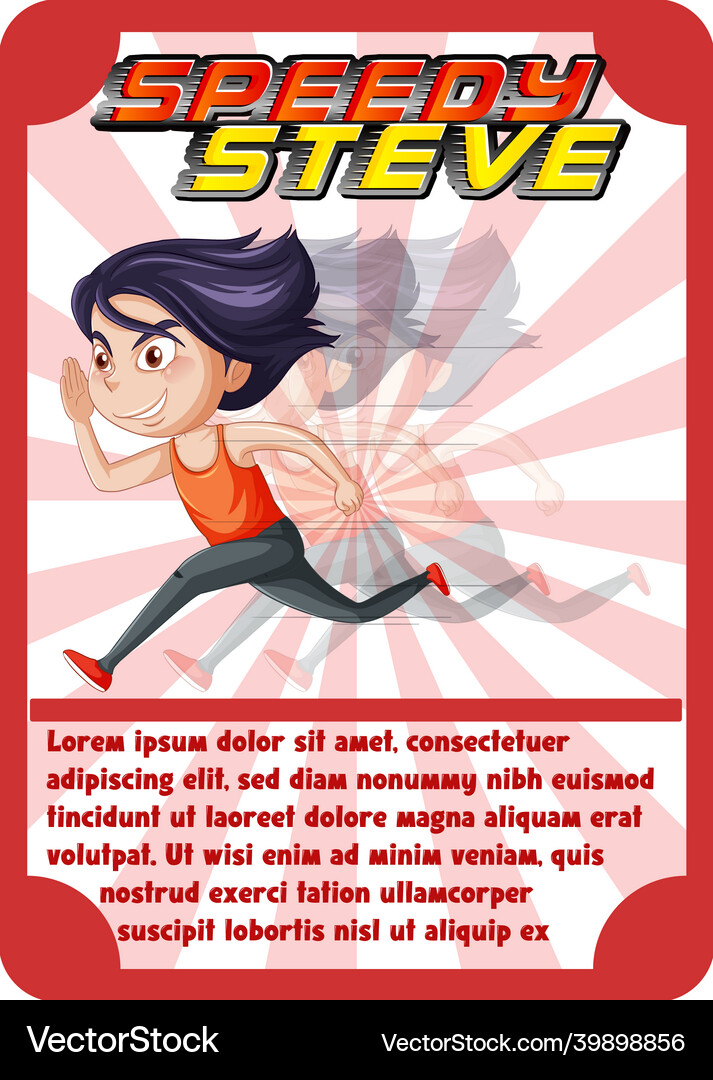 Character game card template with word speedy sam Vector Image