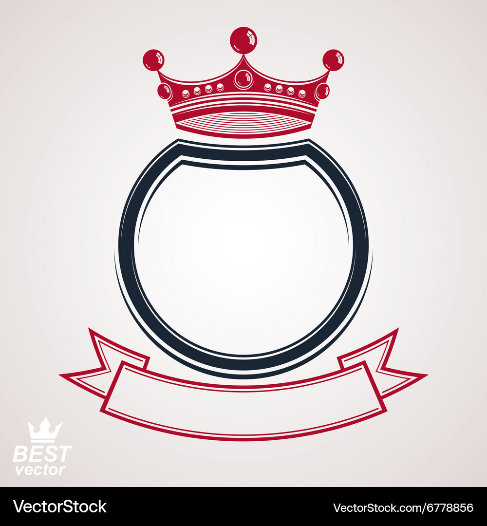 Circle with 3d decorative royal crown and festive Vector Image