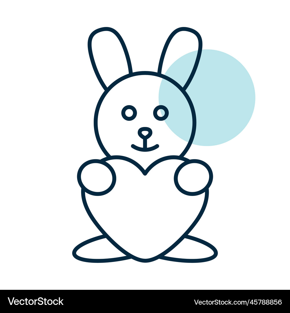 Cute plush rabbit with heart icon Royalty Free Vector Image