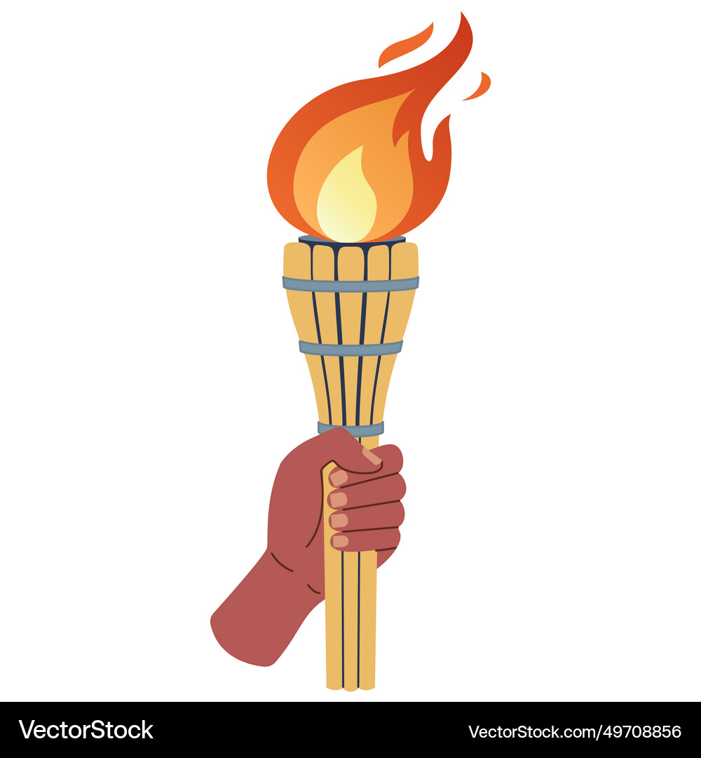 Hand holding a torch sport symbol flat Royalty Free Vector