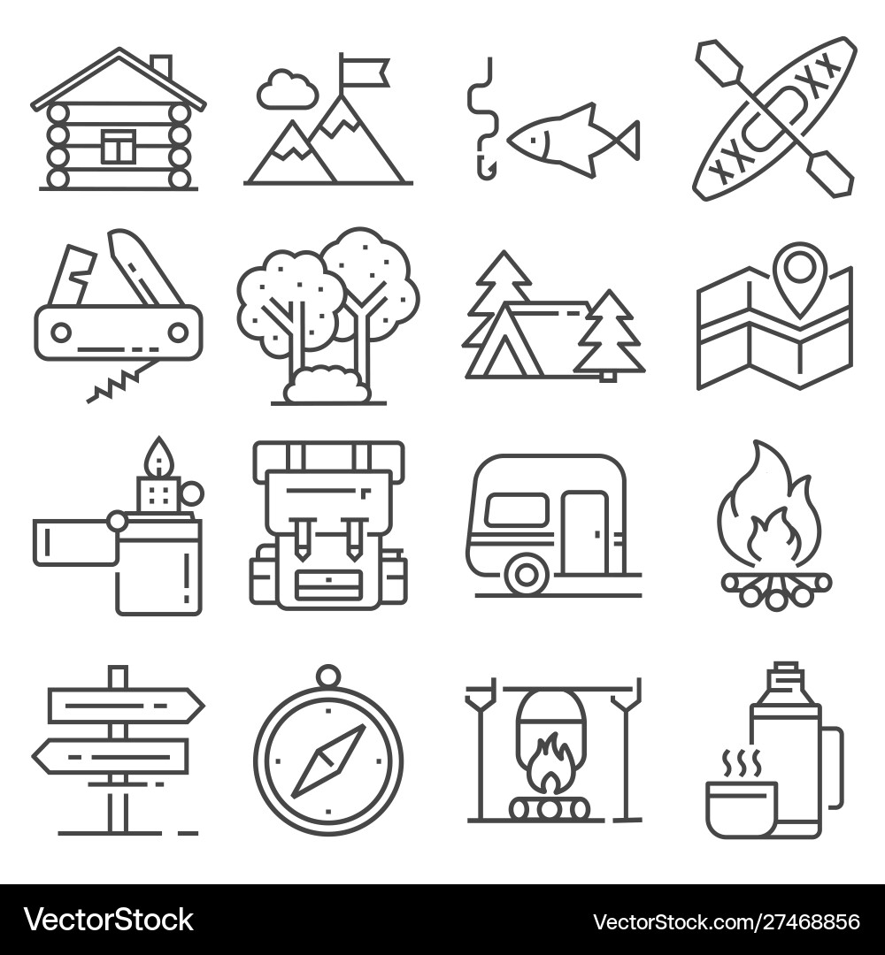 Outdoor recreation activities icon set Royalty Free Vector