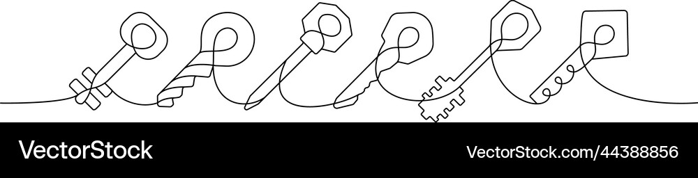 Set of key one line continuous drawing home Vector Image
