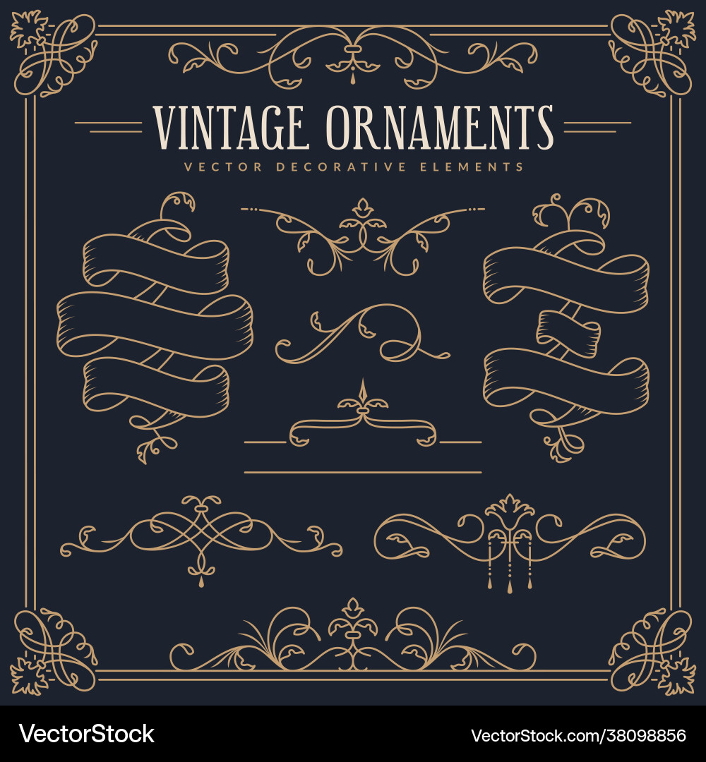 Vintage design elements - ribbons dividers Vector Image