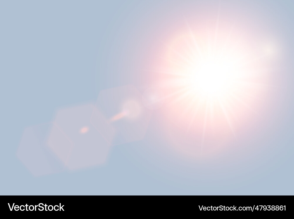 Abstract golden front sun lens flare translucent Vector Image