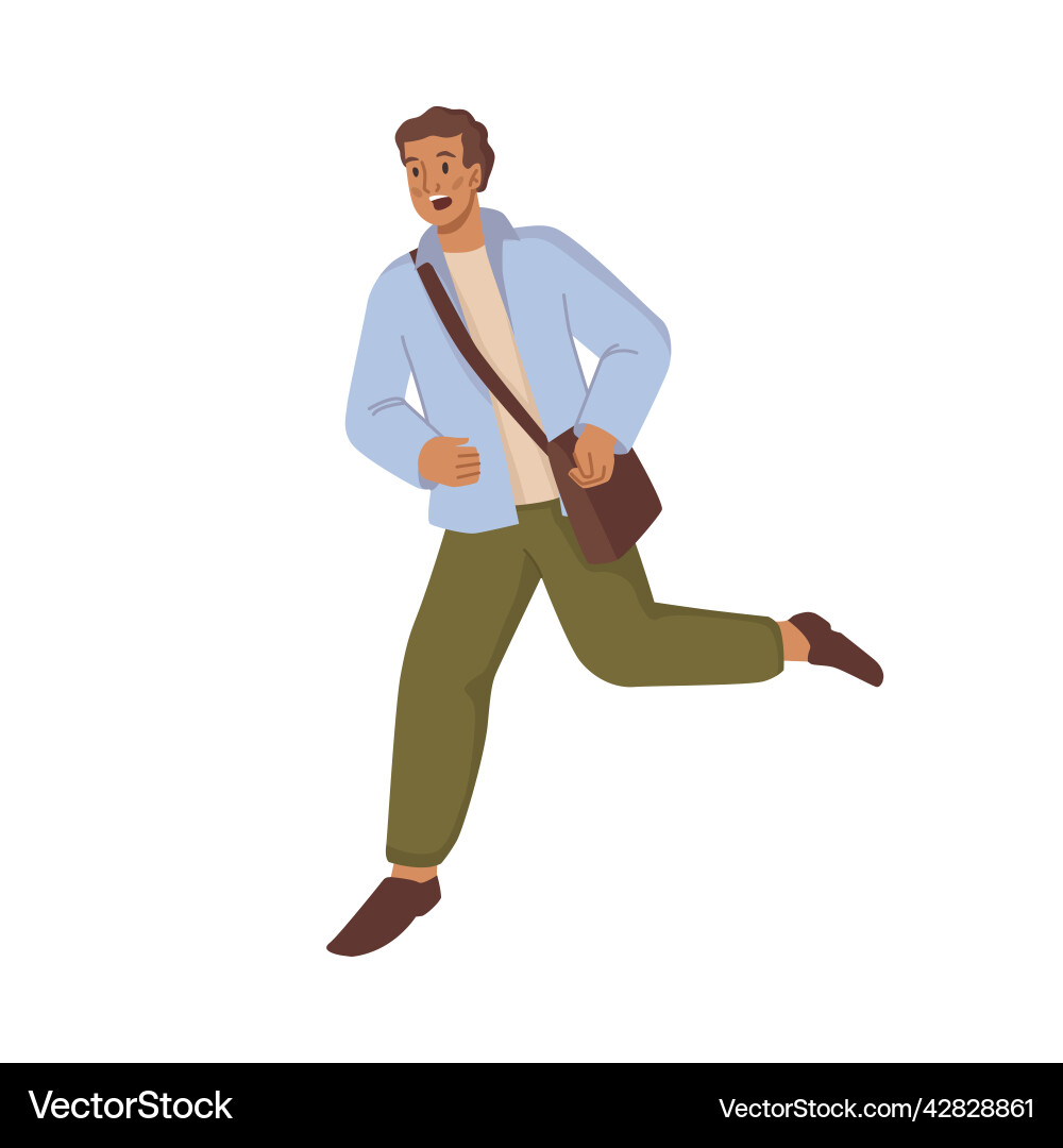 Man hurrying up for work rush male Royalty Free Vector Image