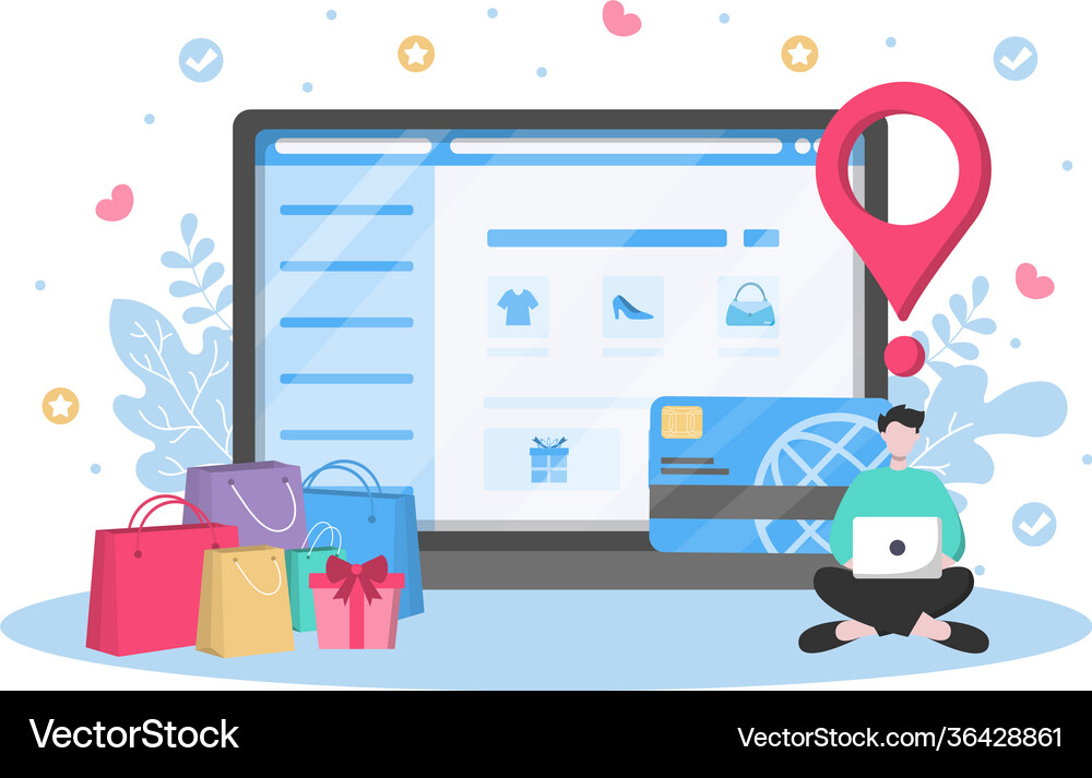 Online shopping flat design for website landing Vector Image
