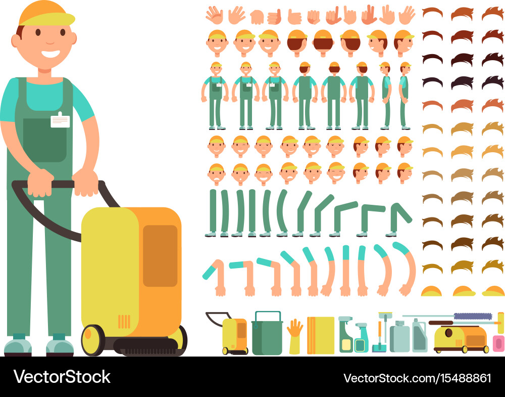 Professional man cleaner in cleaning service Vector Image