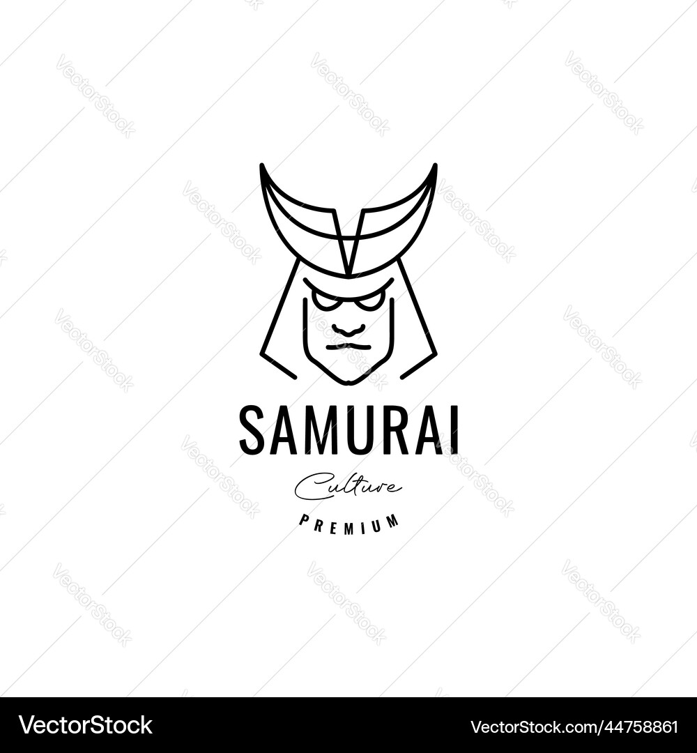 Samurai culture scare face logo design Royalty Free Vector