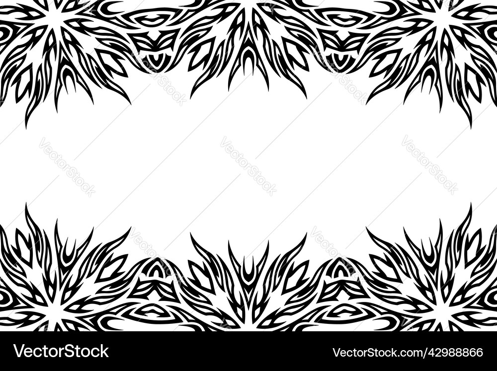 Art with abstract black tribal border Royalty Free Vector