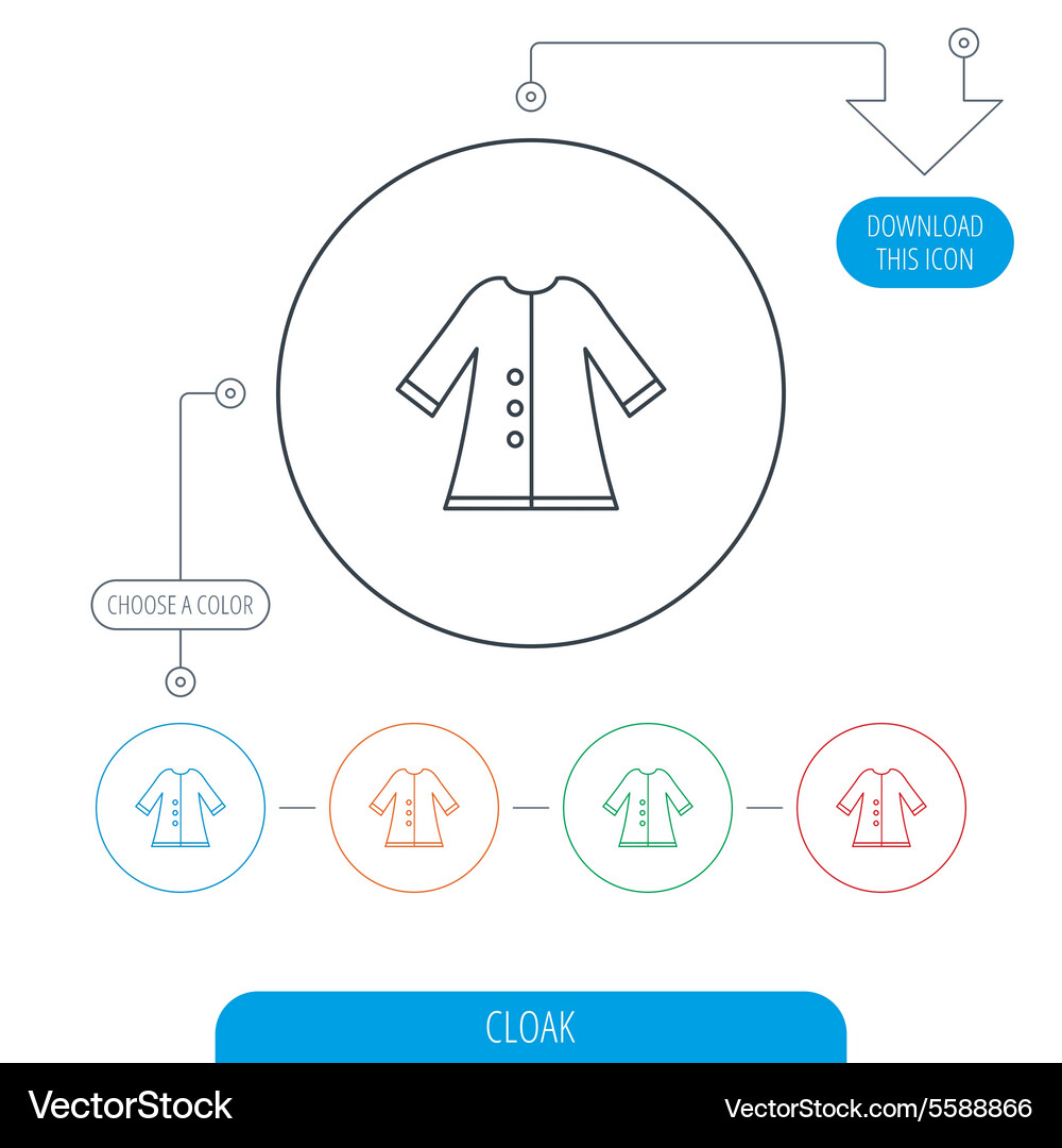 Cloak icon protection jacket outerwear sign Vector Image