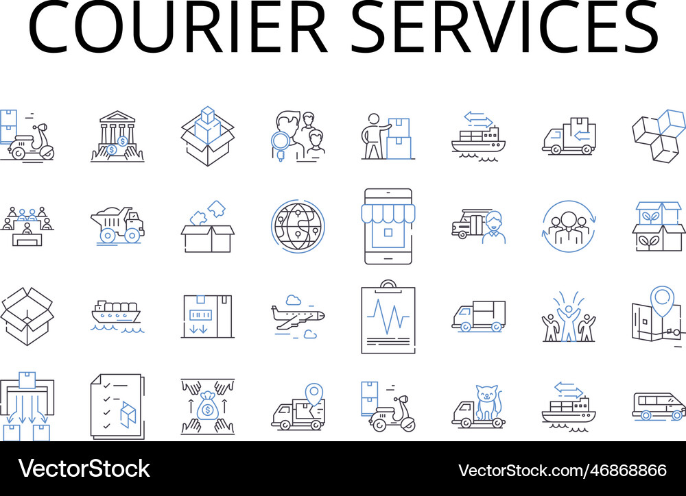 Courier services line icons collection freight Vector Image