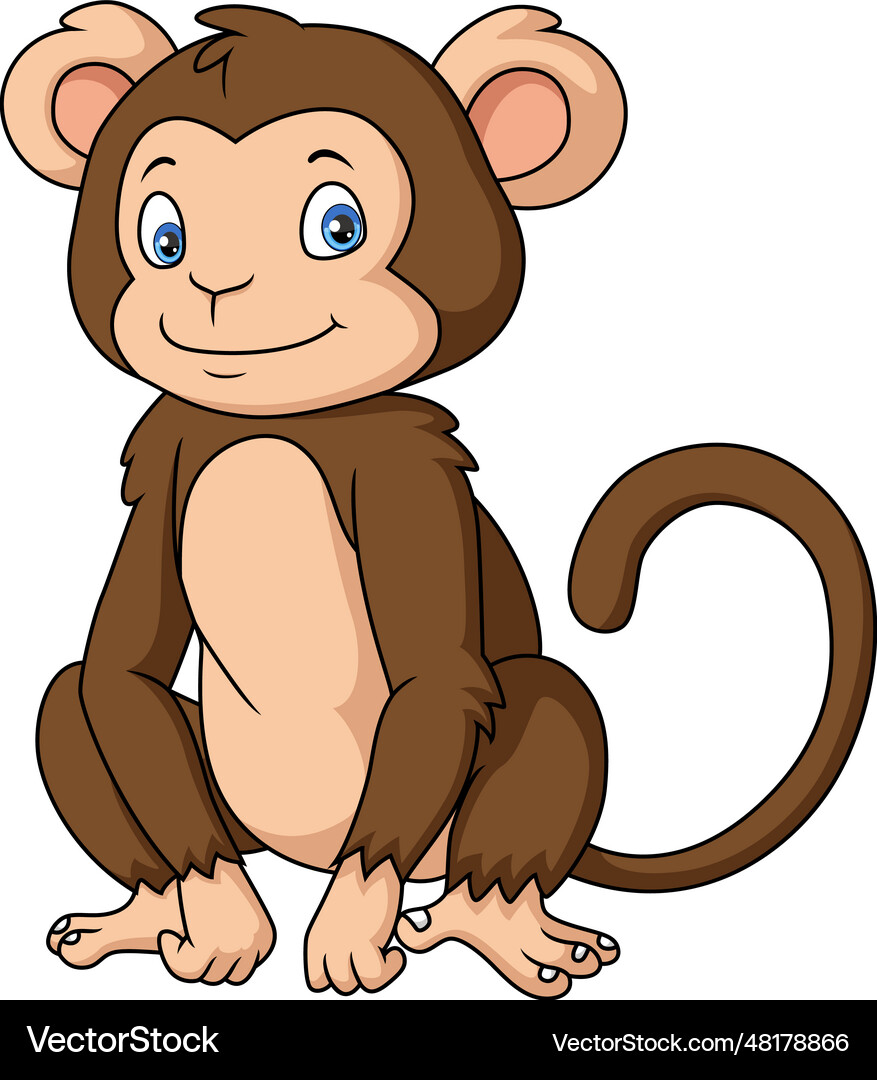 Cute little monkey cartoon sitting Royalty Free Vector Image