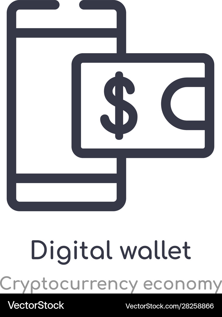 Digital wallet outline icon isolated line from Vector Image