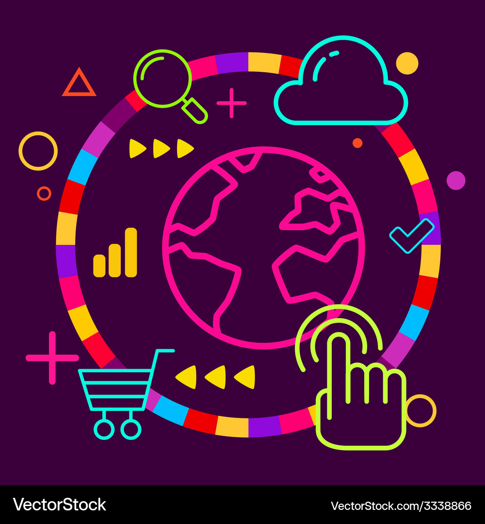 Earth on abstract colorful geometric dark Vector Image