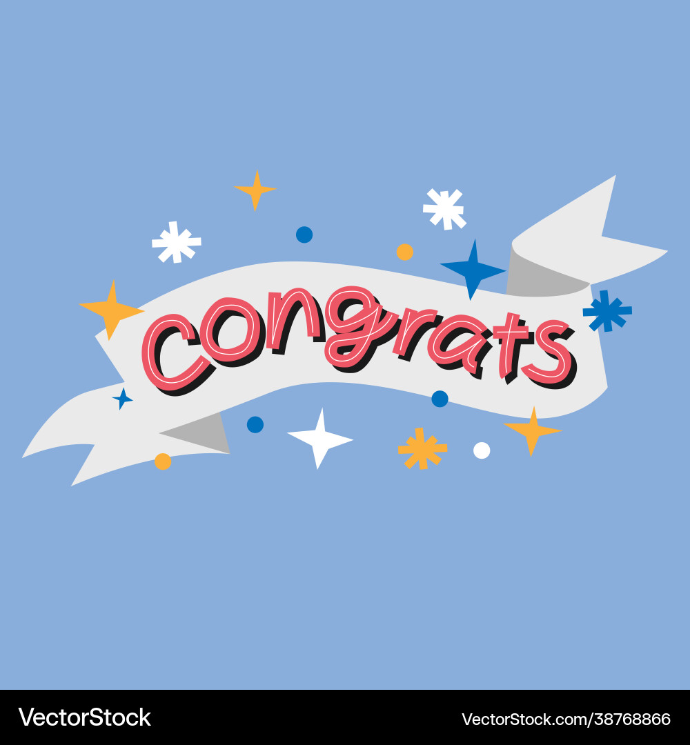 Hand lettering congrats word card Royalty Free Vector Image