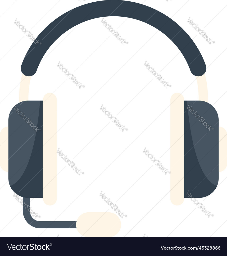 Headset support icon flat office service Vector Image Headset support icon flat office service Vector Image