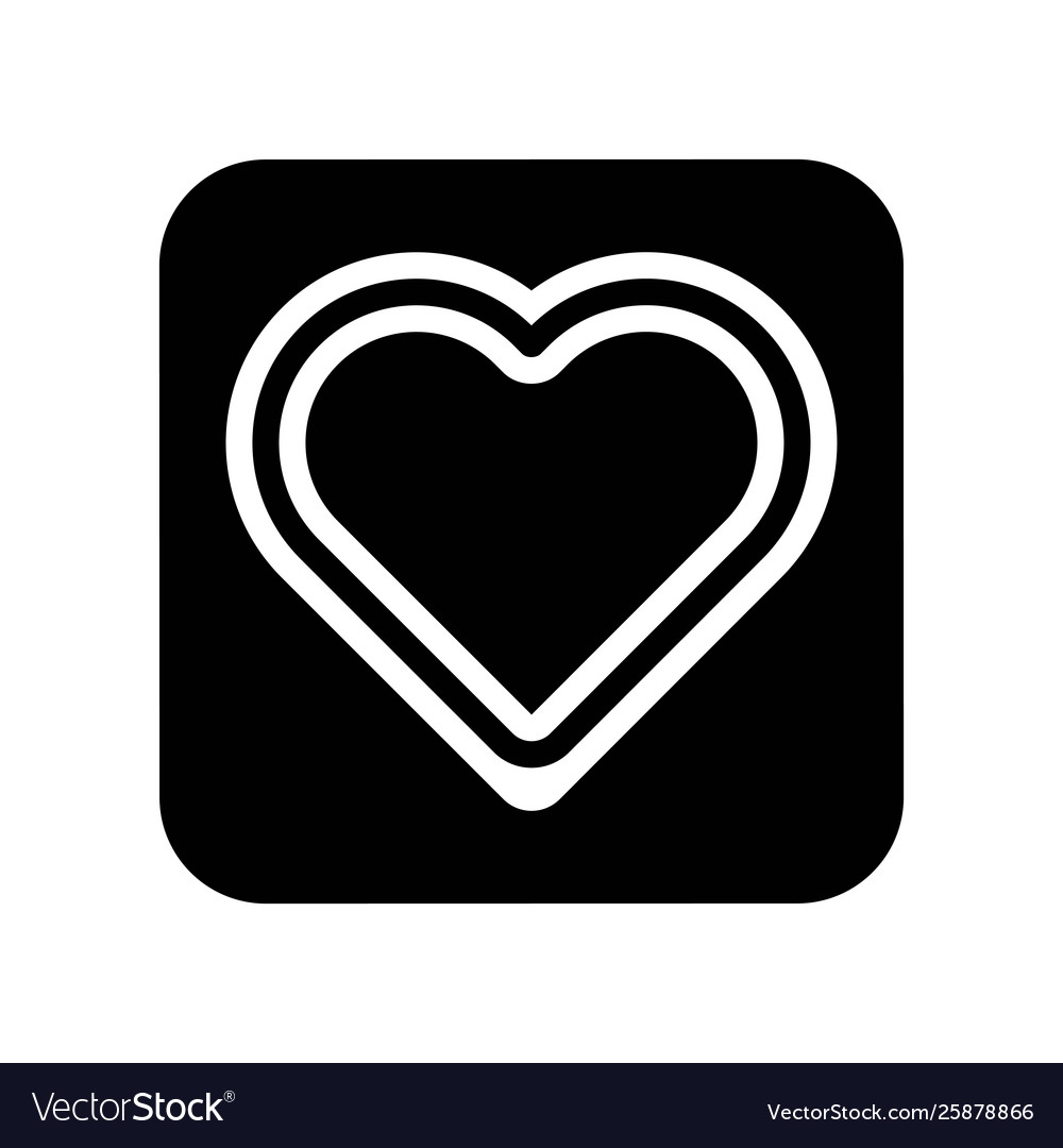 Heart button isolated solid style icon Royalty Free Vector