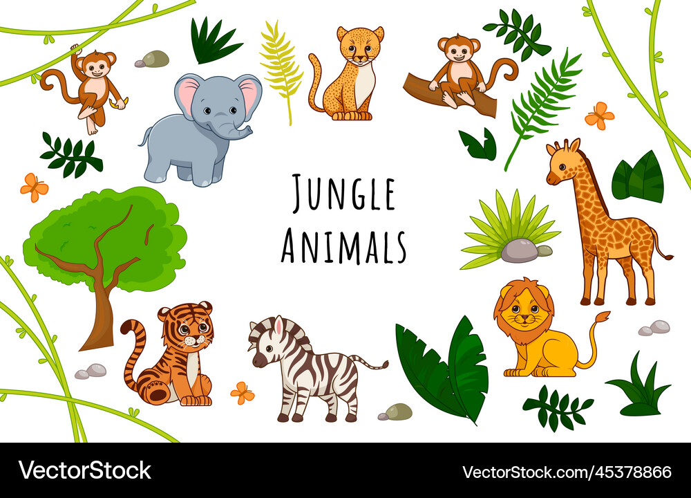 Jungle Animals Poster Royalty Free Vector Image