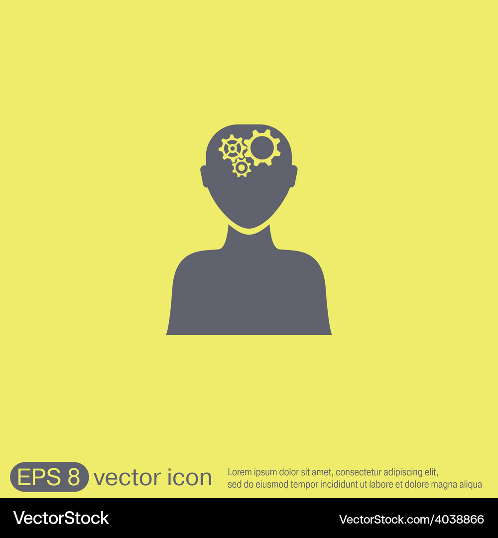 Man thinks the gears in head Royalty Free Vector Image