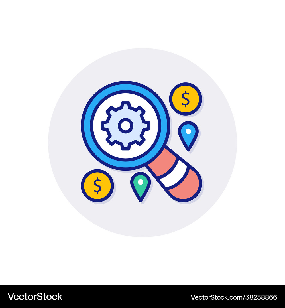 Market research icon in logotype Royalty Free Vector Image