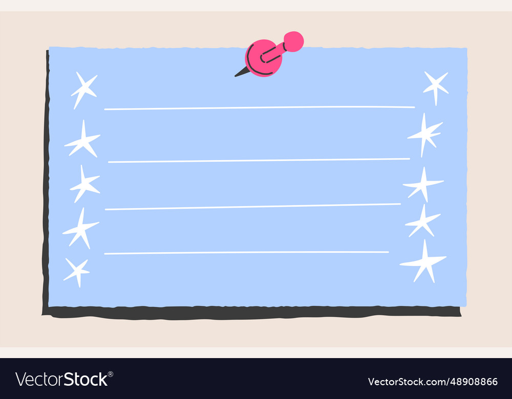 Pinned lined note taking sheet Royalty Free Vector Image