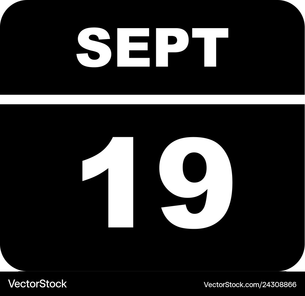 September 19th date on a single day calendar Vector Image